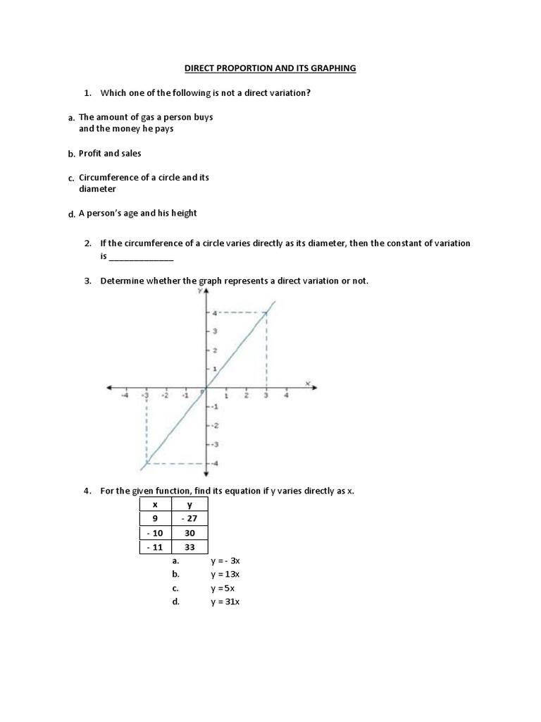 Direct Proportion and Its Graphing | PDF | Teaching Methods & Materials