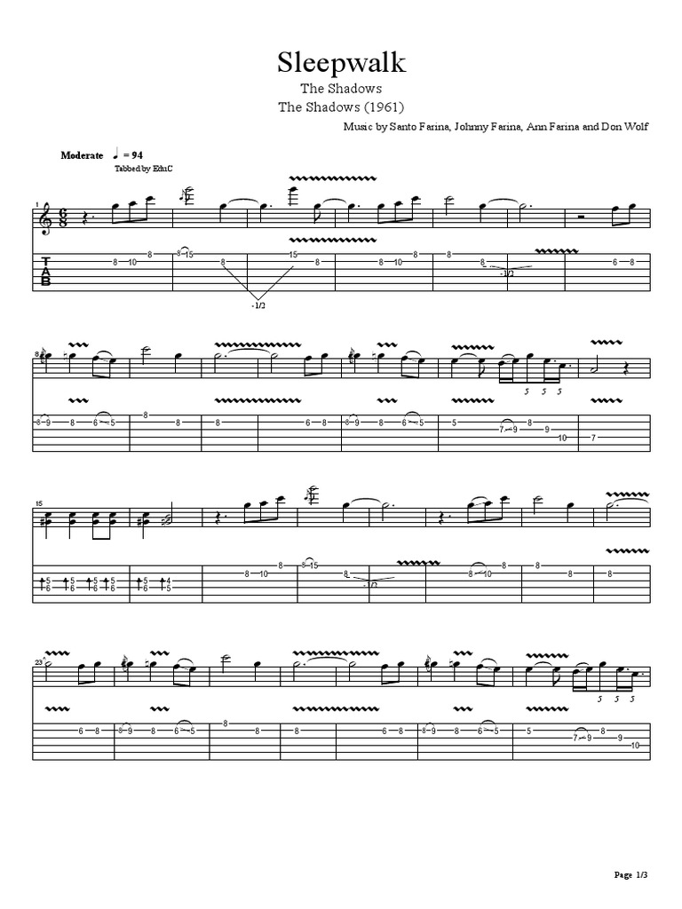 Sleepwalk Guitar Tabs and Chords | PDF