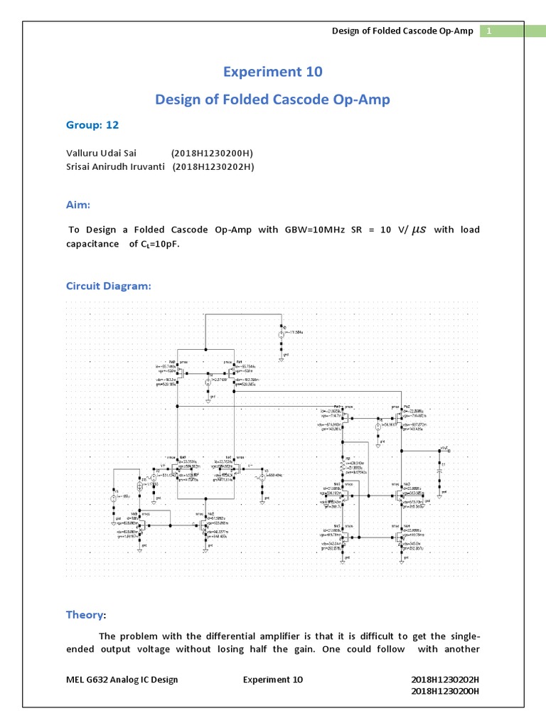 Folded Cascode Op-Amp Design Guide | PDF | Operational Amplifier ...