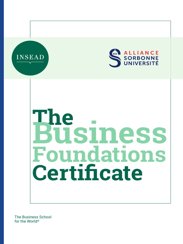Business Foundations Certificate Brochure | PDF | Discounted Cash Flow ...