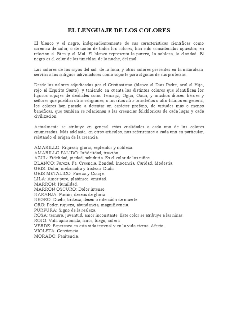 El Lenguaje de Los Colores | PDF