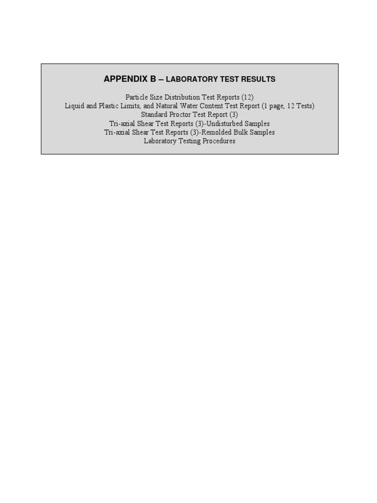 Appendix B - : Laboratory Test Results | PDF | Mechanics | Solid Mechanics