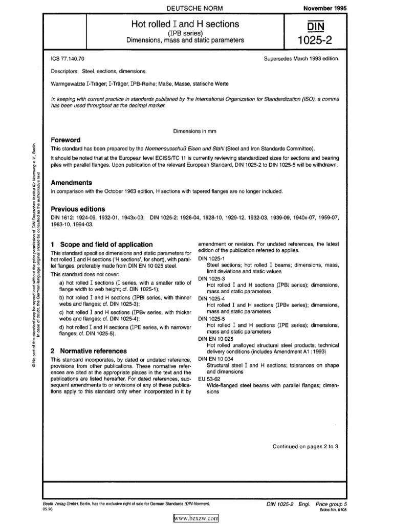 DIN 1025-2-1995 ENG.pdf | Engineering Tolerance | Rolling (Metalworking)
