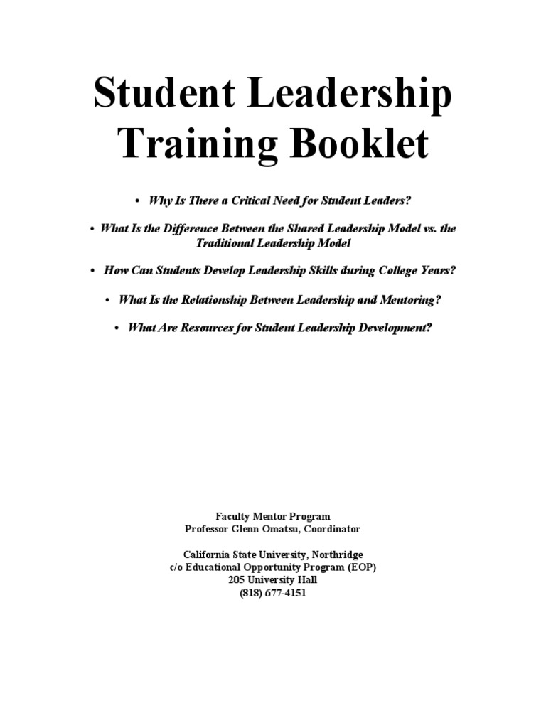 Leadership Booklet PDF | PDF | Mentorship | Leadership