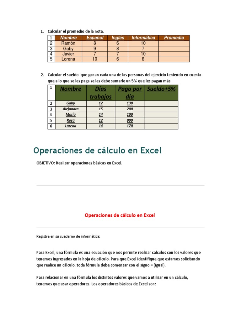 Practicas de Excel | PDF | Microsoft Excel | Enseñanza de matemática