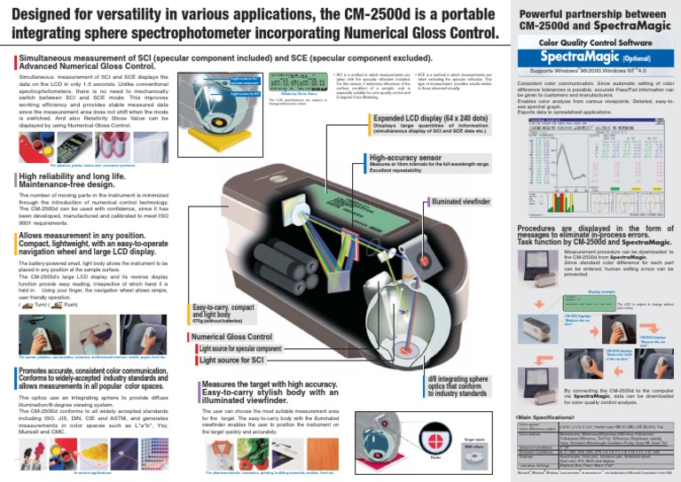 Espectrofotômetro Portátil CM-2600d Minolta 2 | PDF | Color | Optics