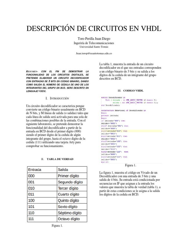 Descripción de Circuitos en VHDL | PDF | Decimal codificado en binario | Vhdl