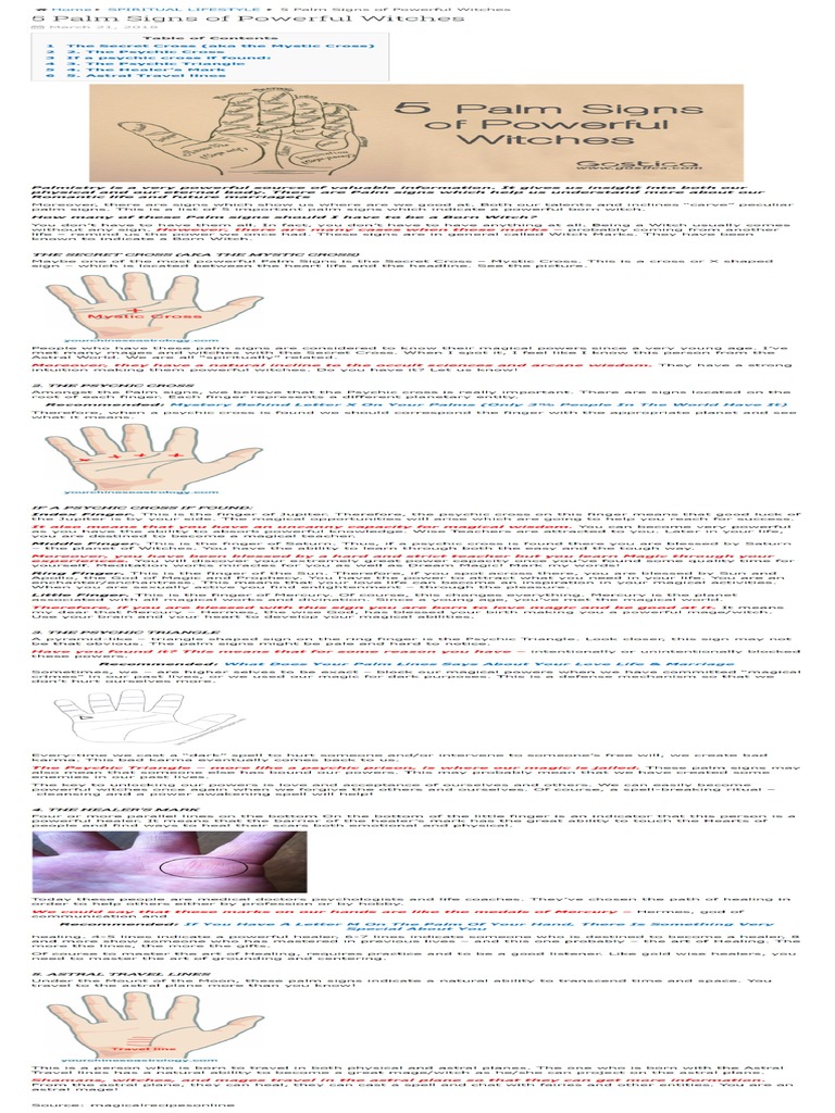5 Palm Signs of Powerful Witches | PDF