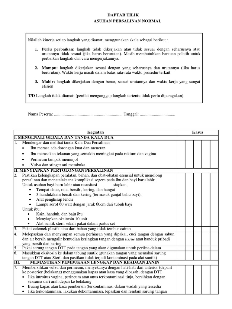 Daftar Tilik Apn 60 Langkah | PDF