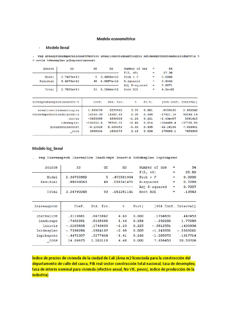 Informe Econometria | PDF | Multicolinealidad | Estadísticas