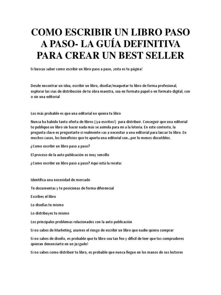 Como Escribir Un Libro Paso A Paso | PDF | Blog | Libros