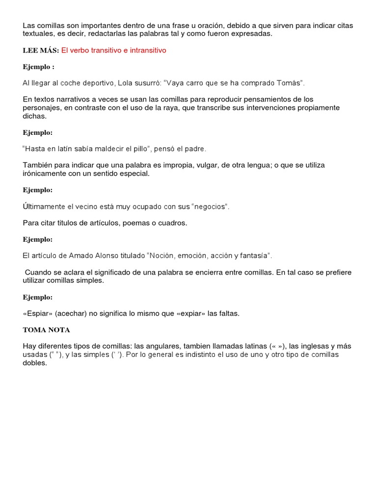 La importancia de las comillas en la redacción de textos | PDF