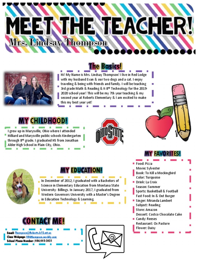 Mrs. Lindsay Thompson: The Basics! | PDF | Schools | Learning