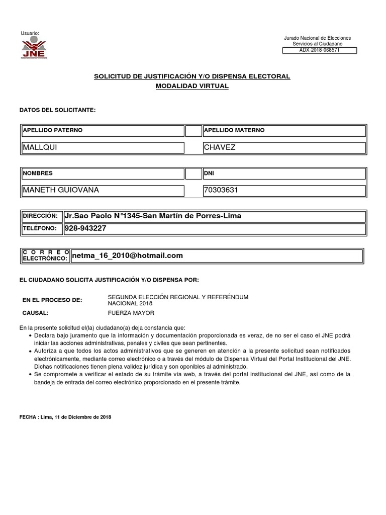 Solicitud de Dispensa | PDF