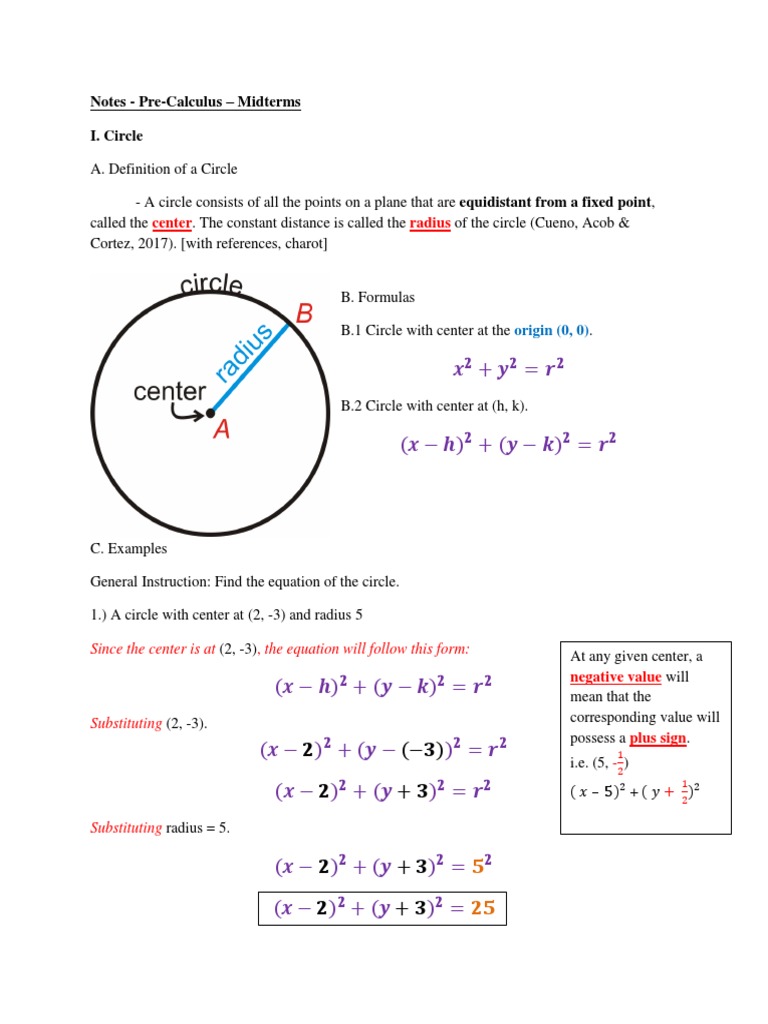 Precal Notes Midterms | PDF | Ellipse | Circle