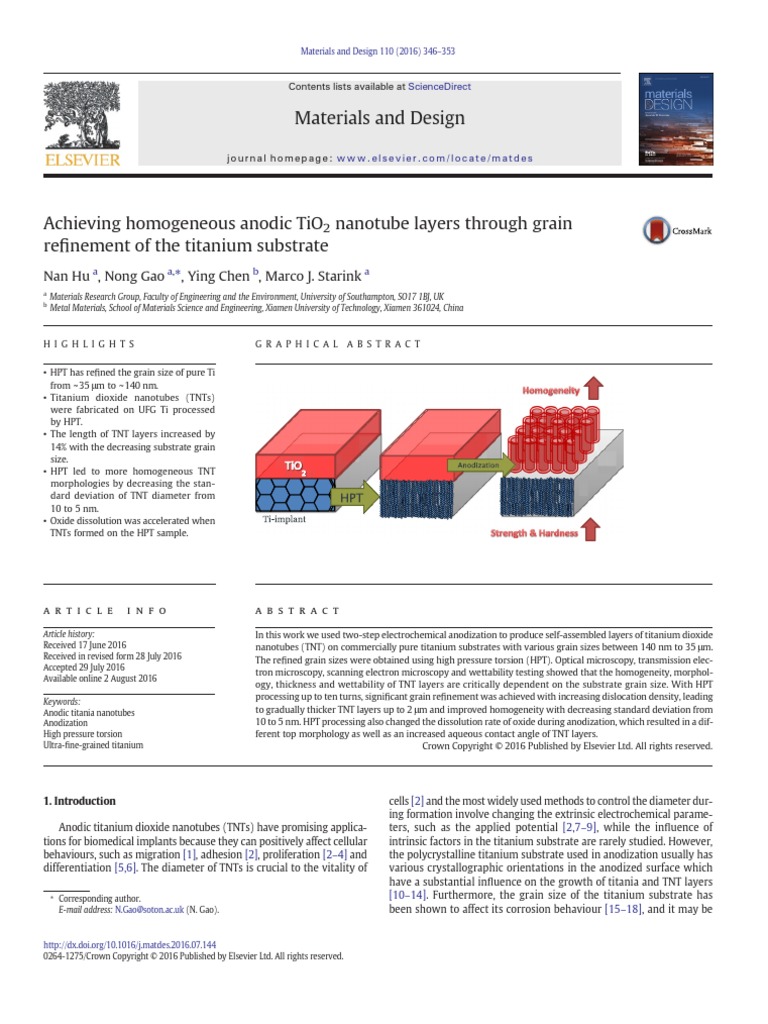 Achieving Homogeneous Anodic TiO2 Nanotube Layers Through Grain ...