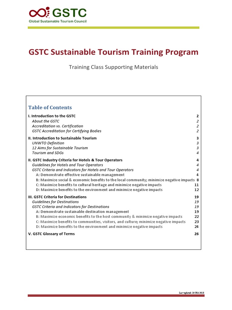 GSTC Training Supporting Materials v4 | PDF | Sustainability | Tourism