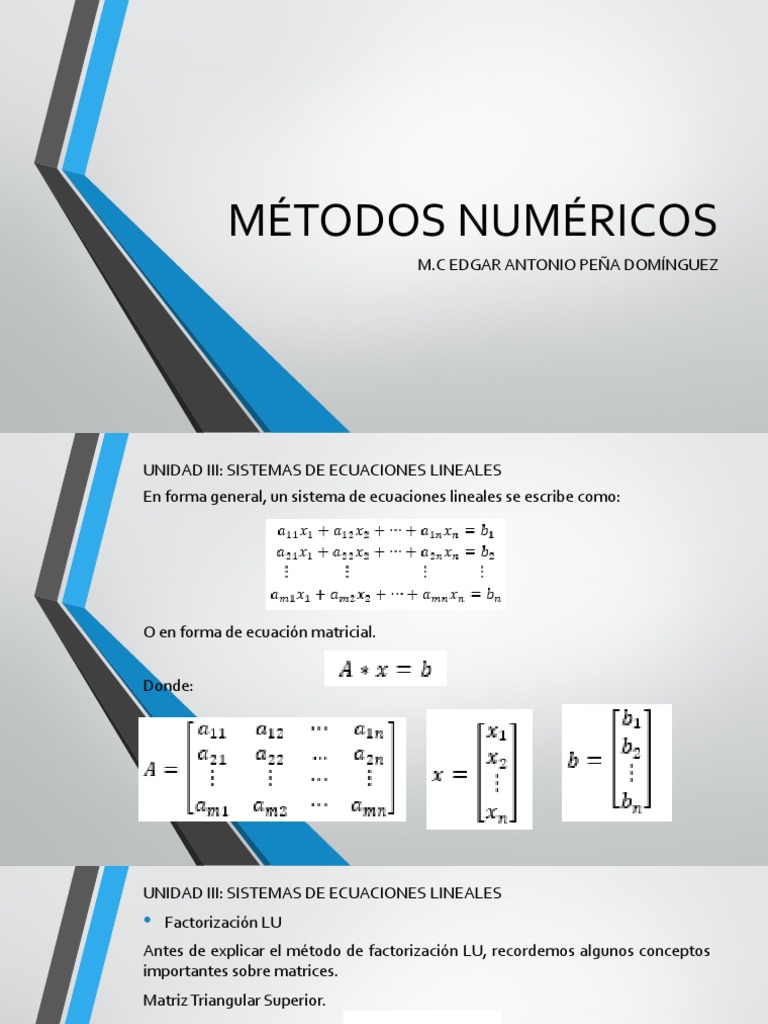 Métodos Numéricos - U3 | PDF | Sistema de ecuaciones lineales | Matriz ...