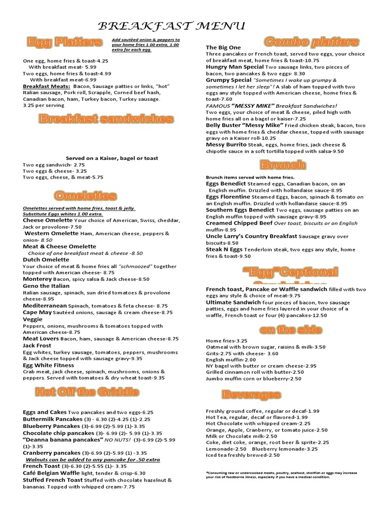 Chat N Chew Menu 2018 Blakeslee Pa Poconos Breakfast Lunch | PDF ...