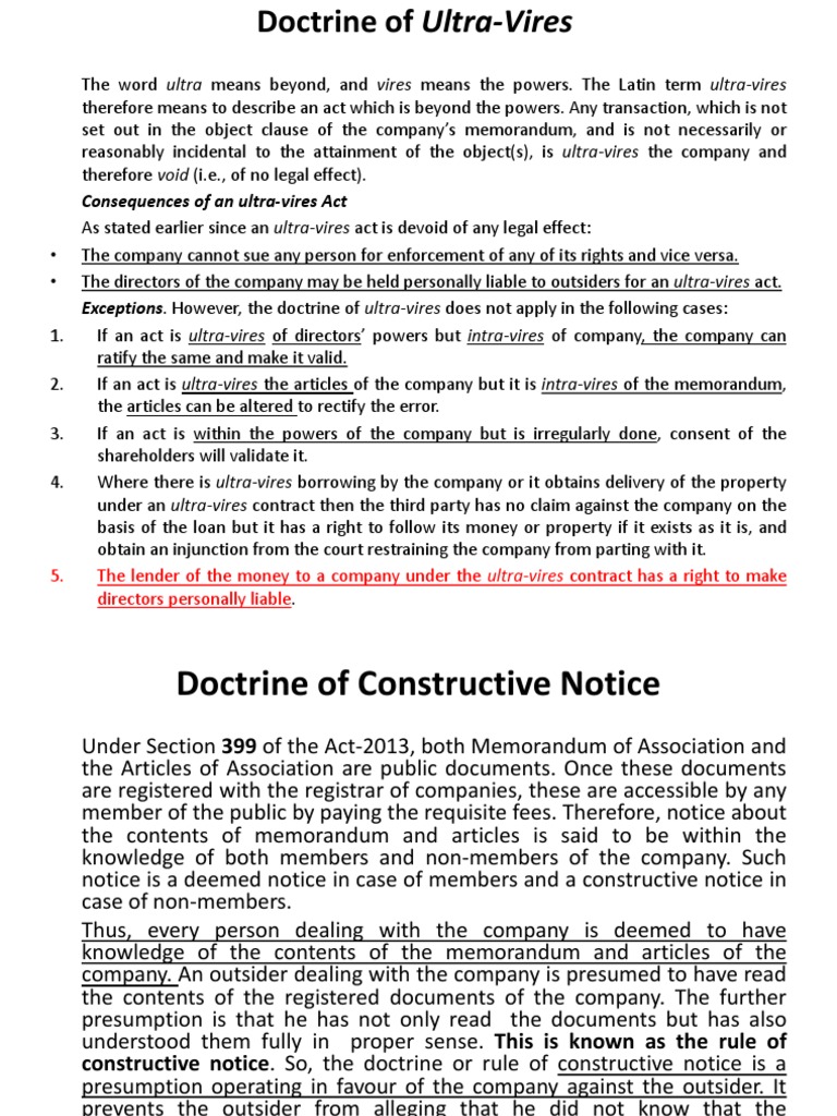 Consequences of An Ultra-Vires Act | PDF | Board Of Directors | Companies