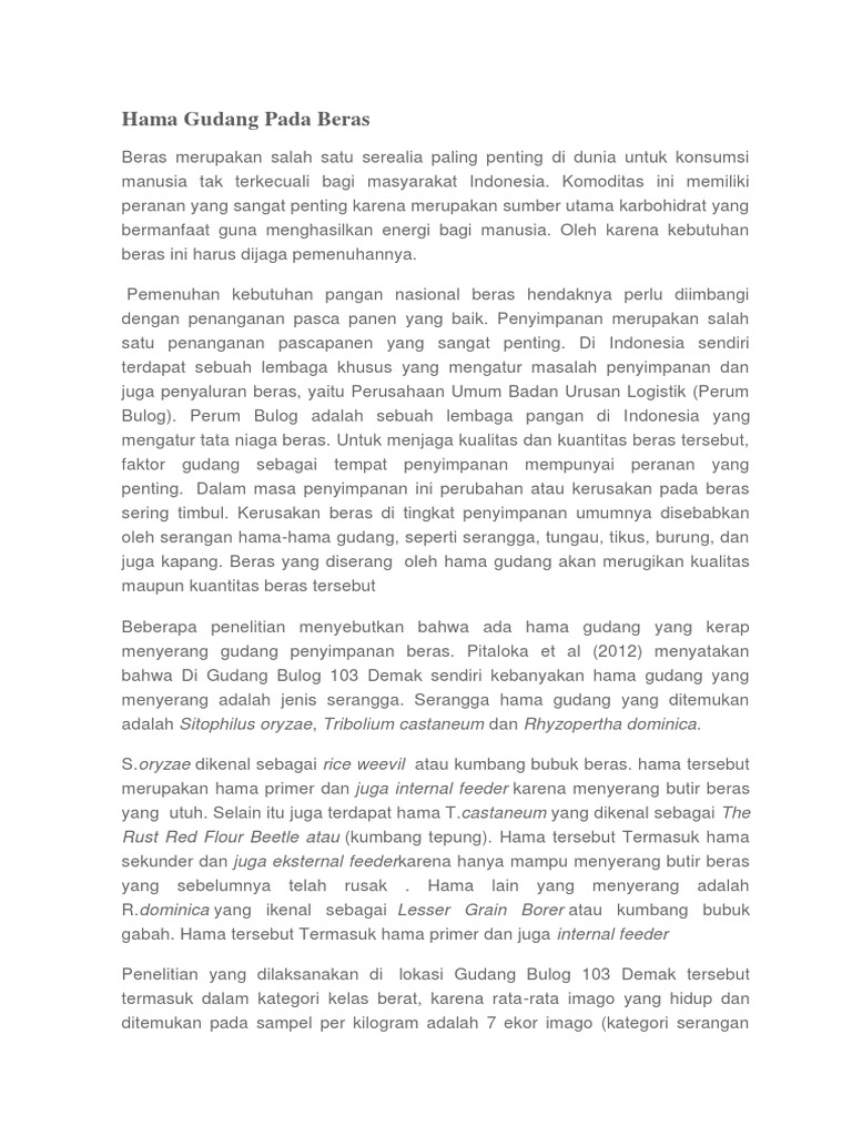 Hama Gudang Pada Beras | PDF | Kesehatan Holistik | Sains & Matematika
