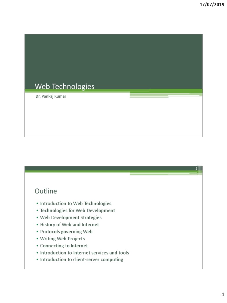 Web Technologies Overview | PDF | World Wide Web | Internet & Web