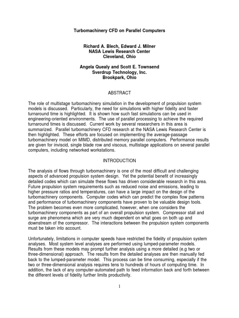 Leveraging Parallel Computing for Interactive Turbomachinery CFD ...