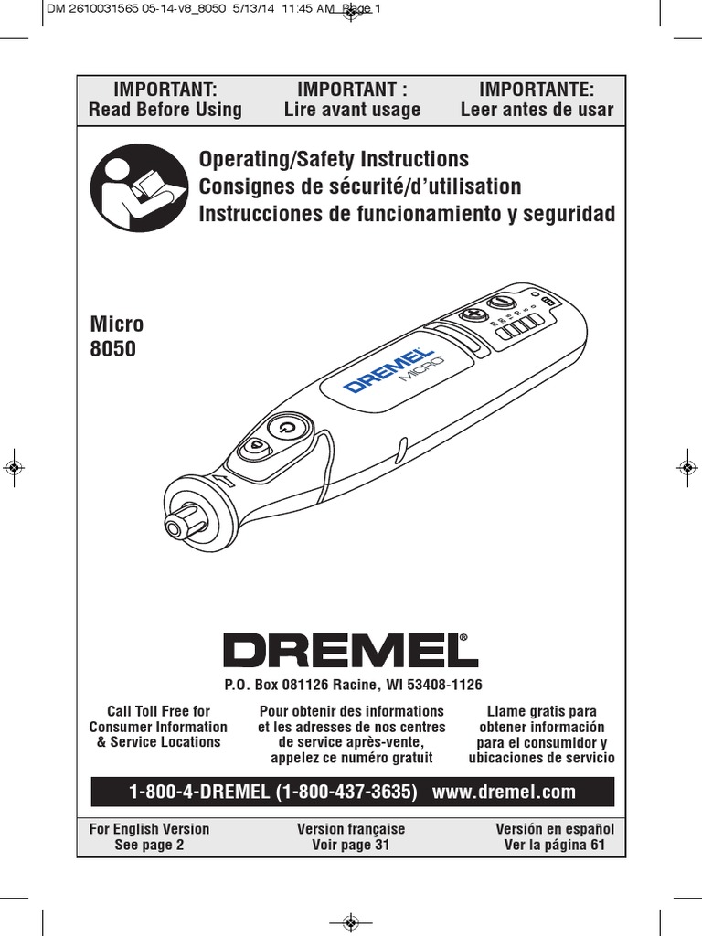 Manual Dremel Micro 8050 | PDF | Revista (armas de fuego) | Herramientas