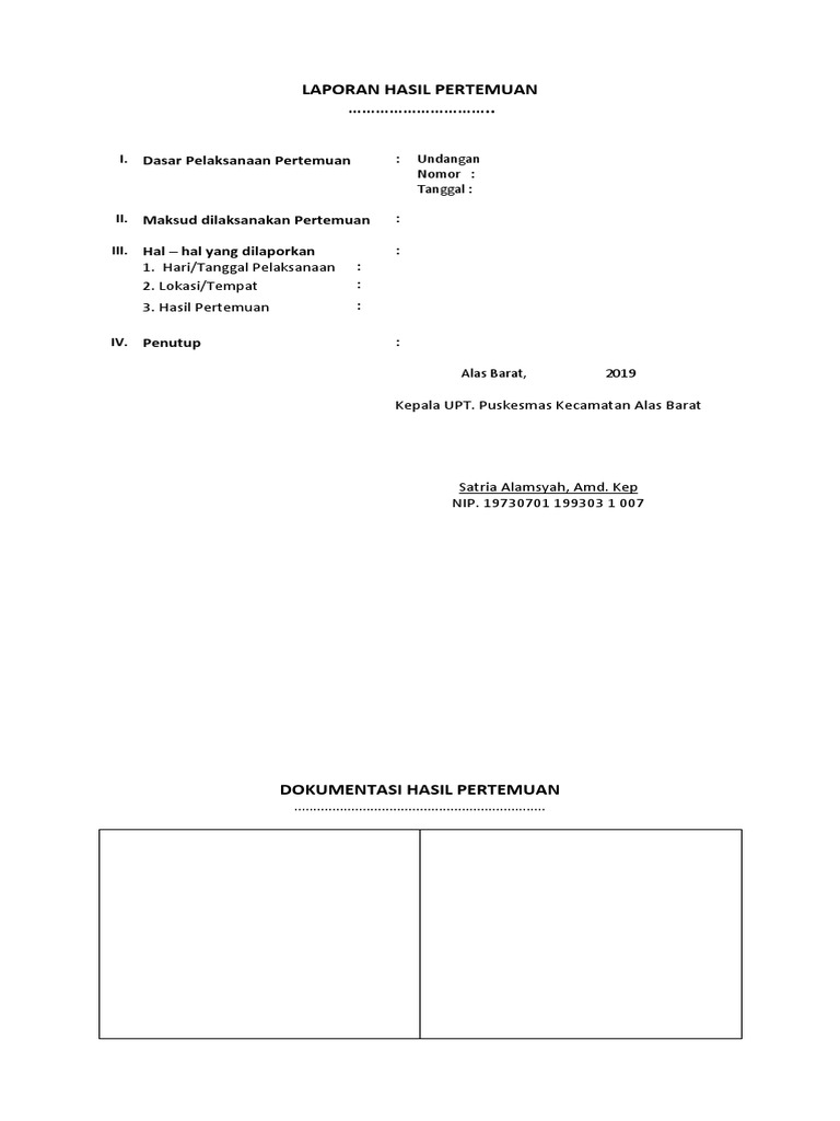 Contoh Laporan Hasil Pertemuan Pdf
