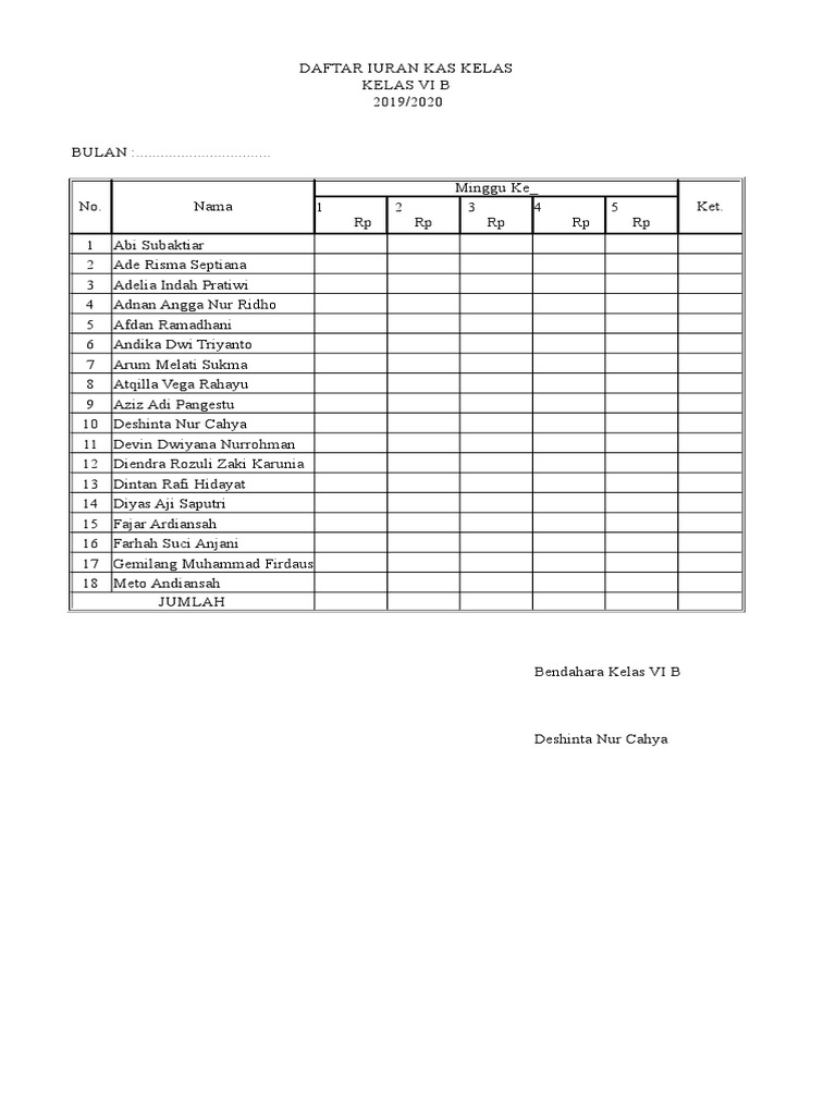 Buku Iuran Kelas | PDF