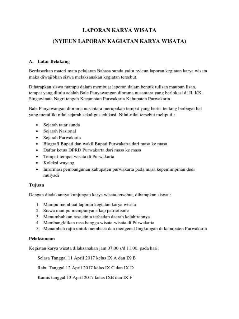 Laporan Karya Wisata | PDF | Kajian Bahasa Asing