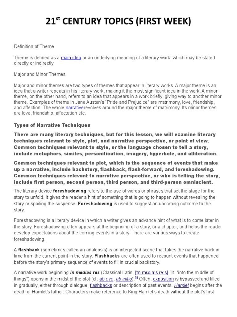 21st Century Topics | PDF | Narration | Narrative