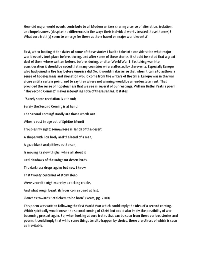 Modern Writers' Sense of Alienation and Despair | PDF | Poetry ...