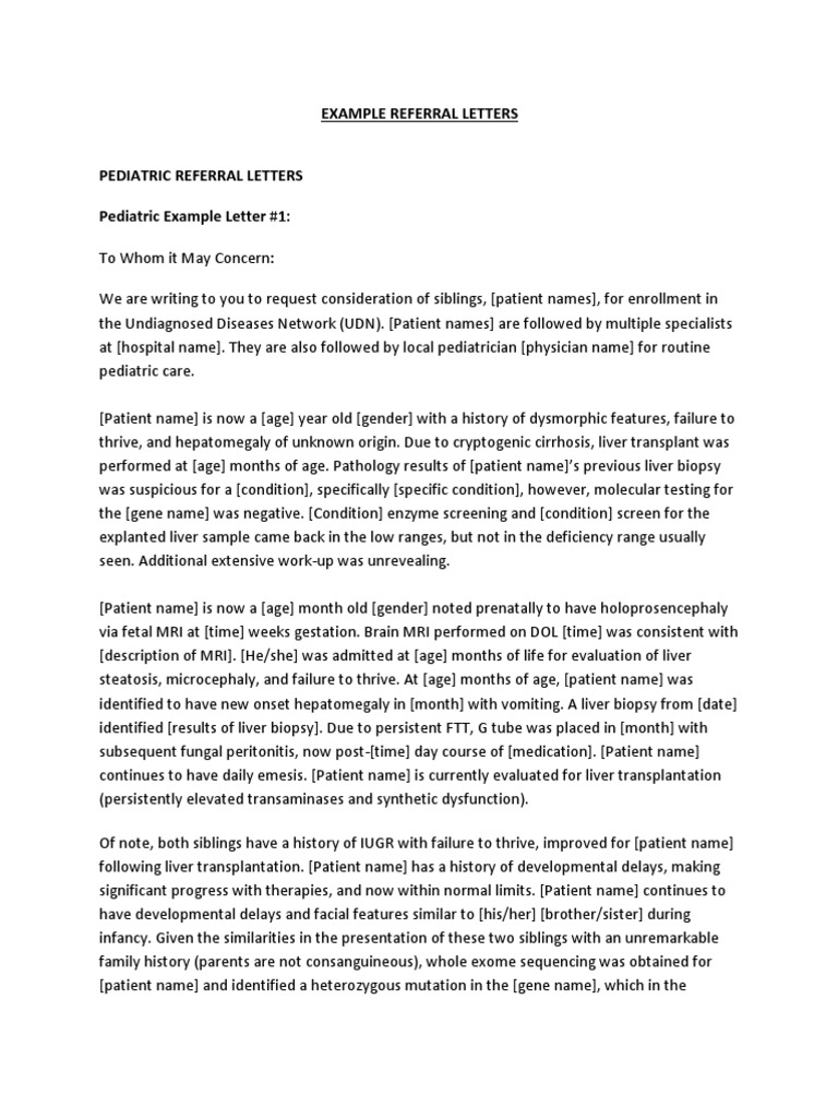 Referral Letter Examples | Download Free PDF | Diseases And Disorders ...