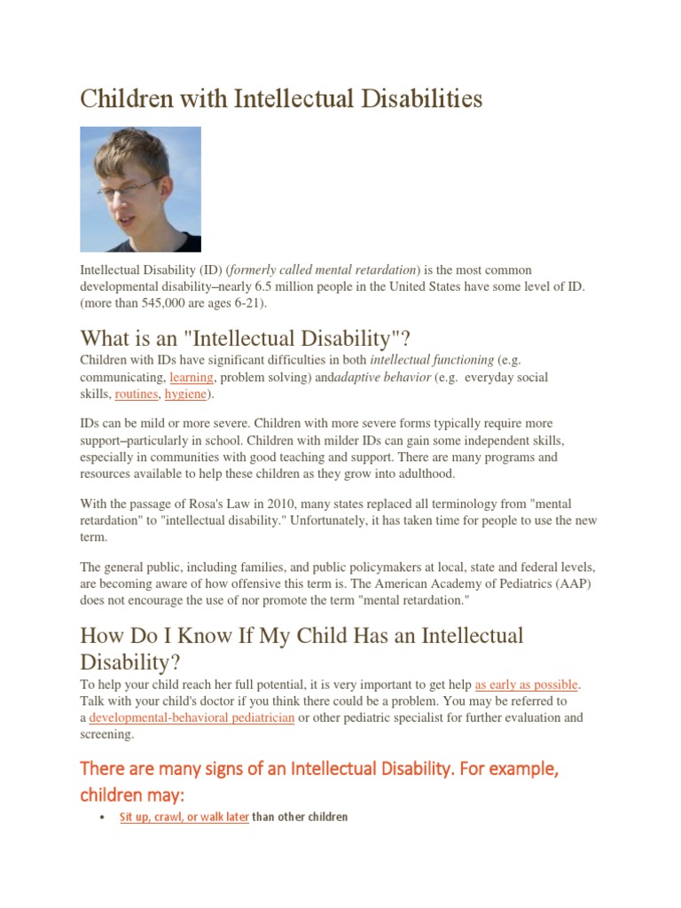 Children With Intellectual Disabilities | PDF | Intellectual Disability ...