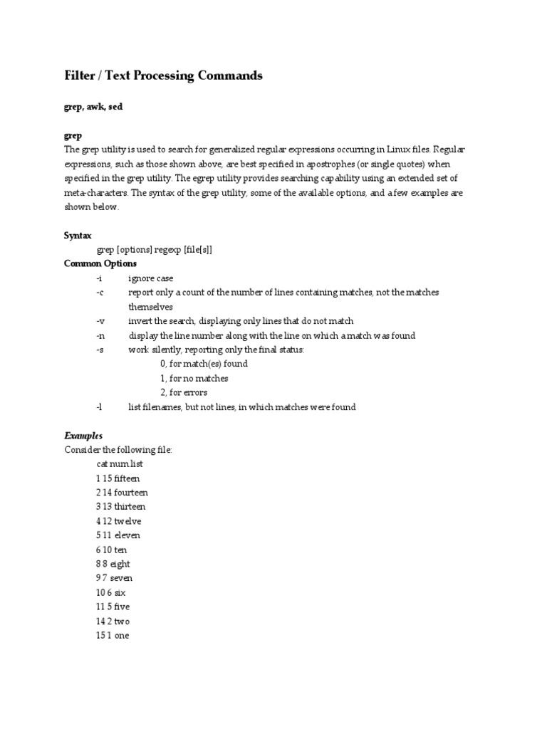 Filtering and Processing Text with Linux Utilities: An Introduction to ... Filtering and Processing Text with Linux Utilities: An Introduction to ...
