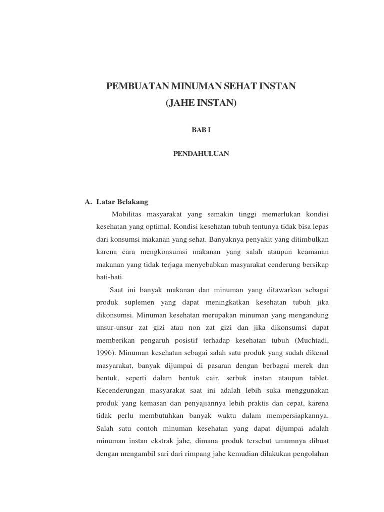 Proposal Minuman Jahe | PDF