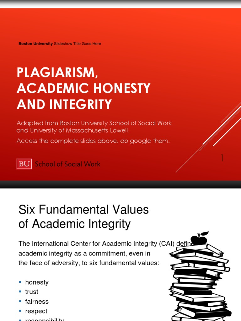 Plagiarism, Academic Honesty and Integrity | PDF | Citation | Academic ...