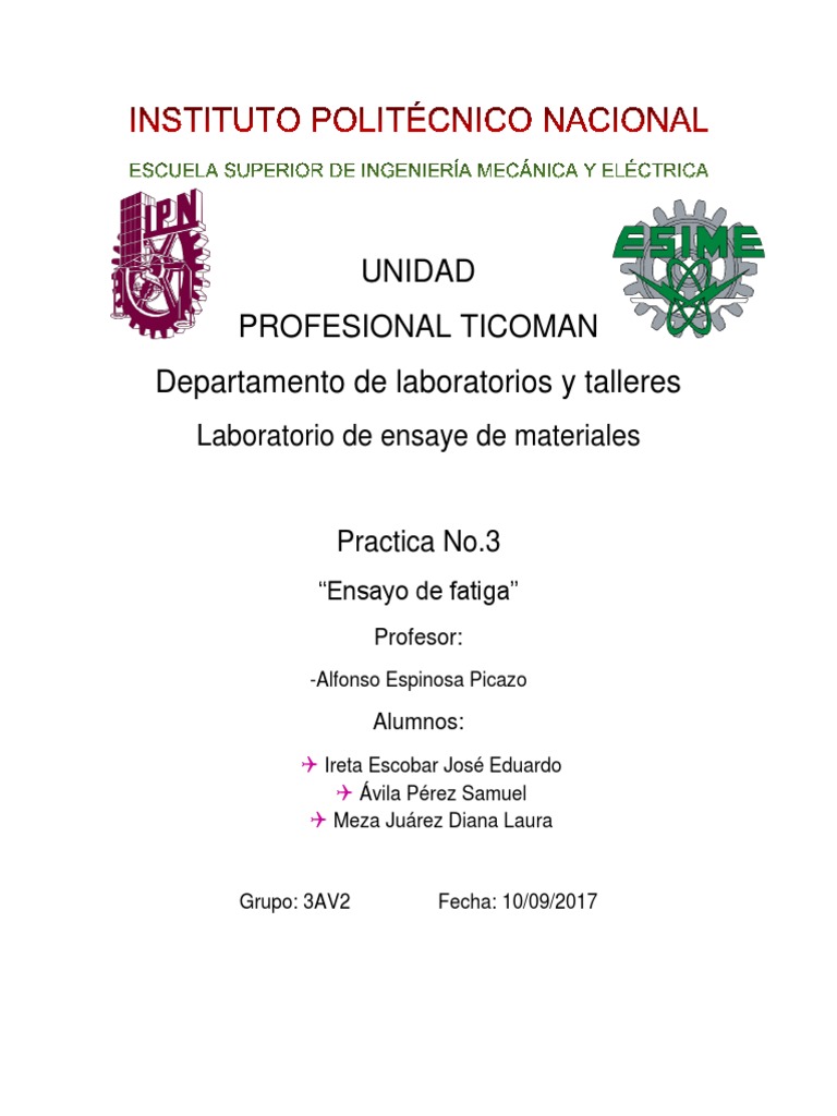 Ensayo de Fatiga con Instron 8502 | PDF | Fatiga (material) | Ciencia ...