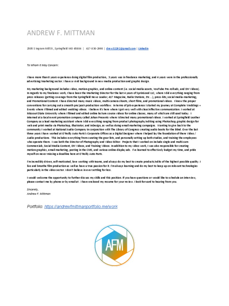 Andrew F. Mittman - Resume | PDF | Mass Media | Graphic Design