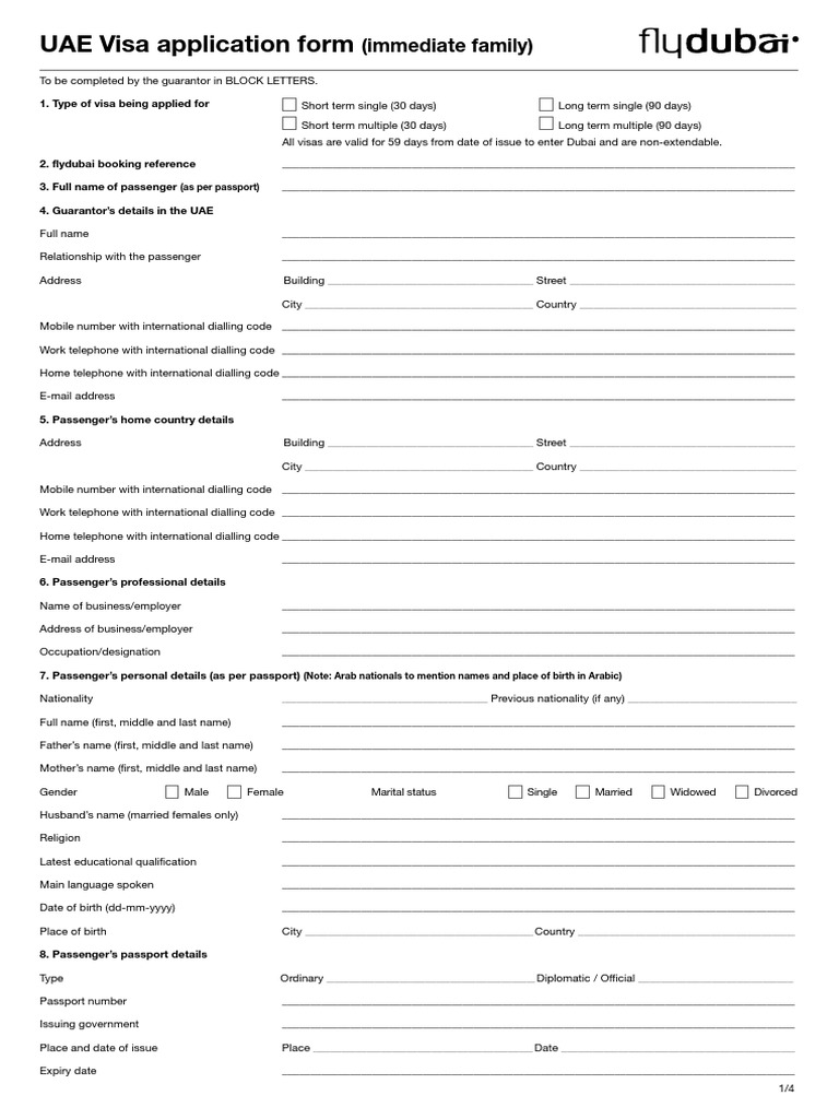 UAE Visa Application Form for Family | PDF | Travel Visa | Passport