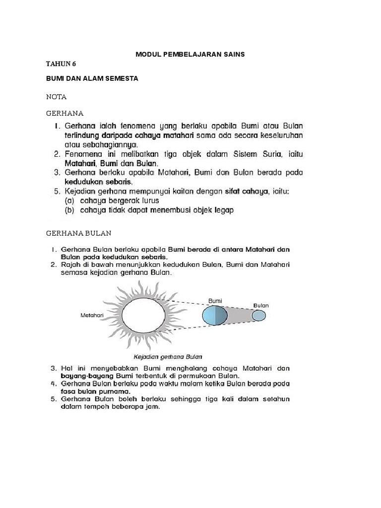 Bumi Dan Sains Angkasa Tahun 6 PDF | PDF