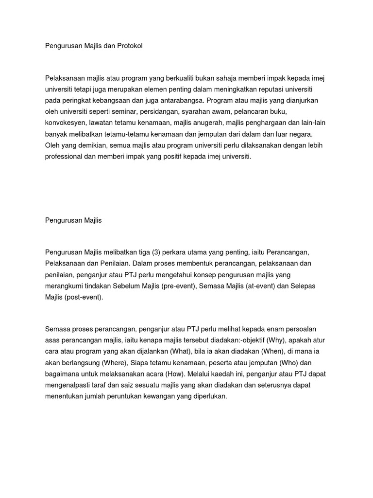 Pengurusan Majlis Dan Protokol | PDF