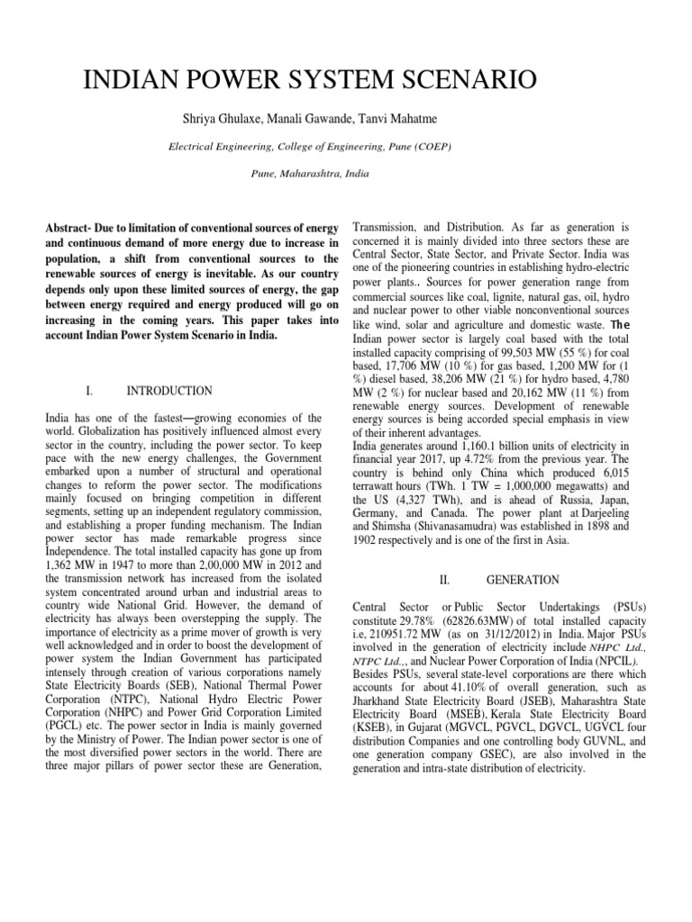 Indian Power System Scenario Modified-1 | PDF | Electric Power ...