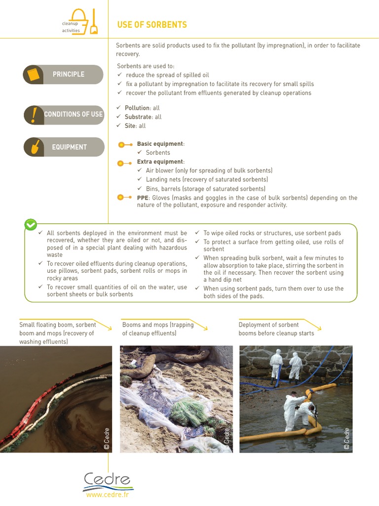 Fiche - Use of Sorbents | PDF | Oil Spill | Pollution