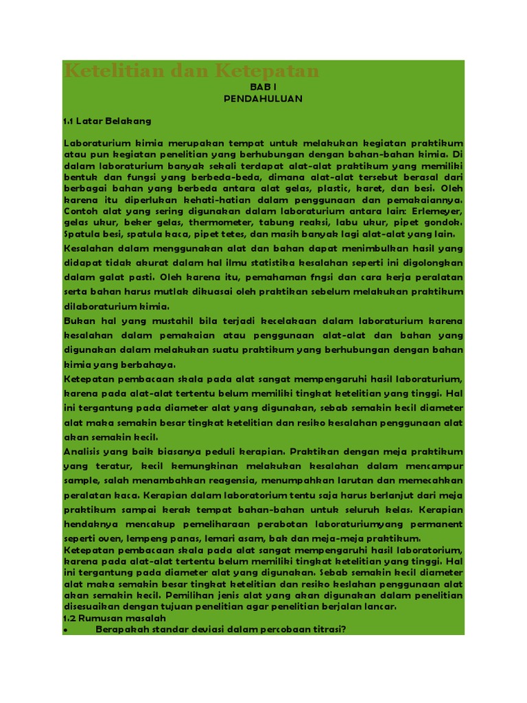 Ketelitian Dan Ketepatan | PDF