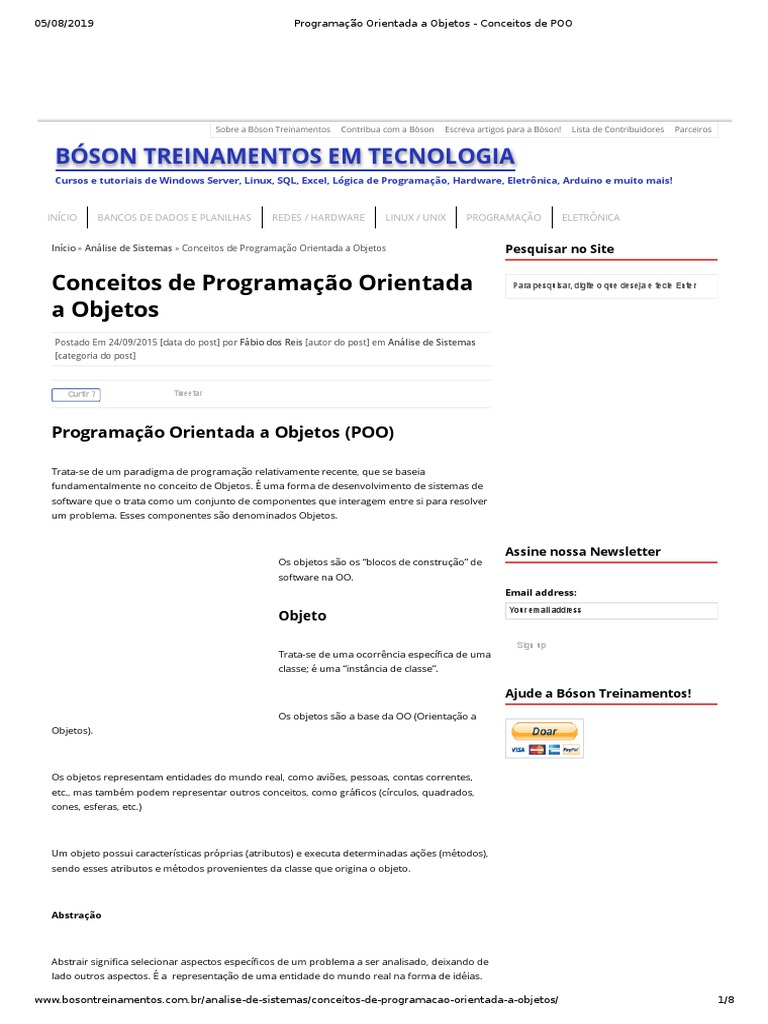 Programação Orientada A Objetos Conceitos De Poo Pdf Classe Programação De Computadores