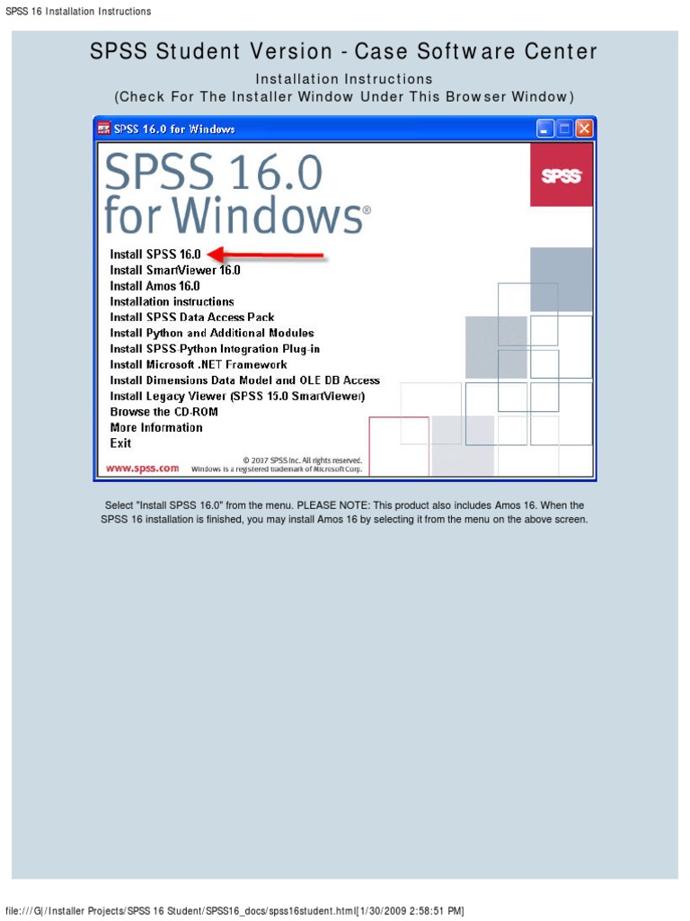 SPSS 16 Student Installation Instructions | Download Free PDF | Spss ...