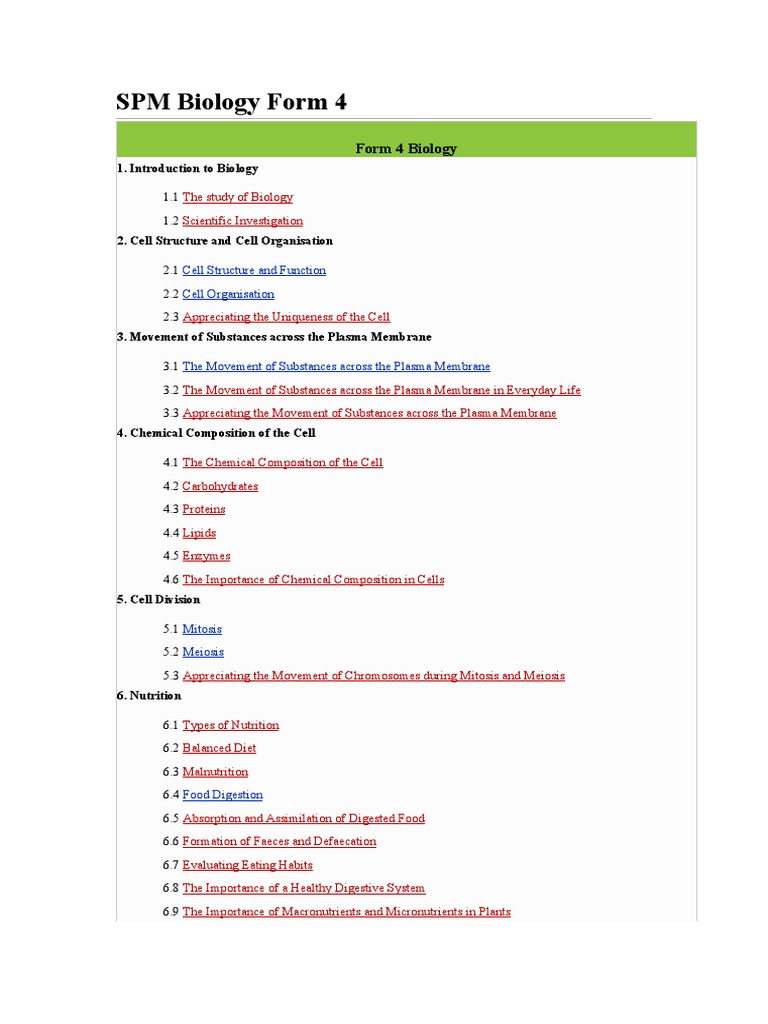 SPM Biology Form 4 | PDF | Cell (Biology) | Ecosystem