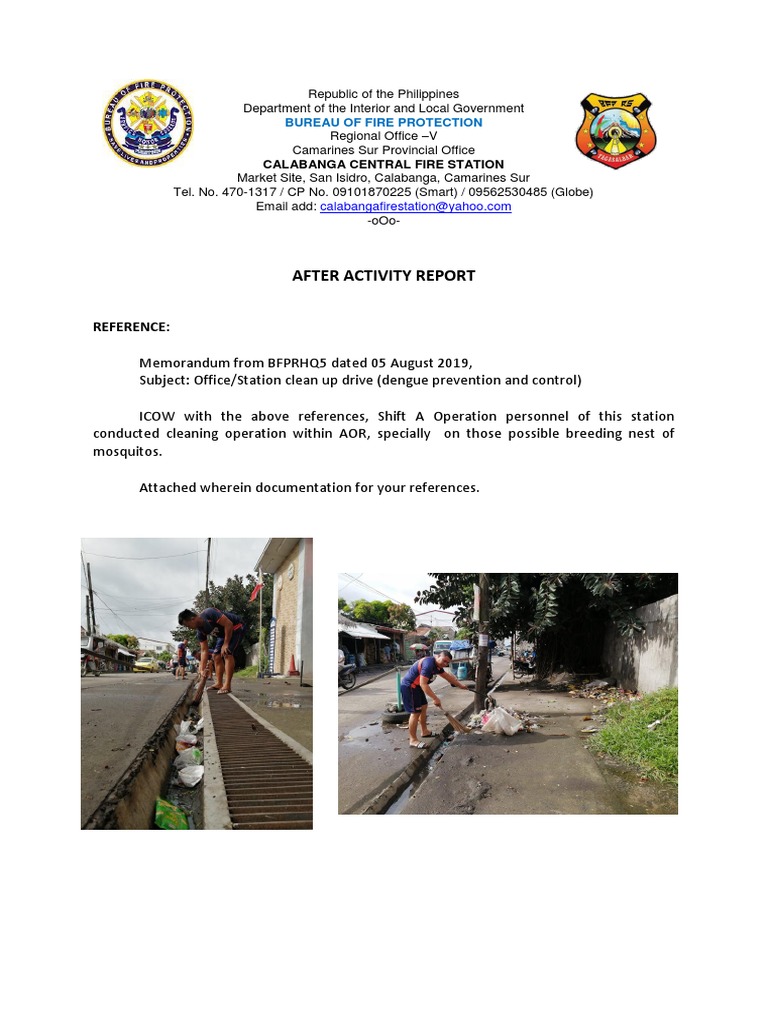 Calabanga Fire Station Clean-Up Report | PDF